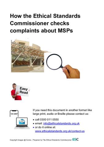 How We Check Complaints About MSPs (Easy Read) | Ethical Standards Commissioner